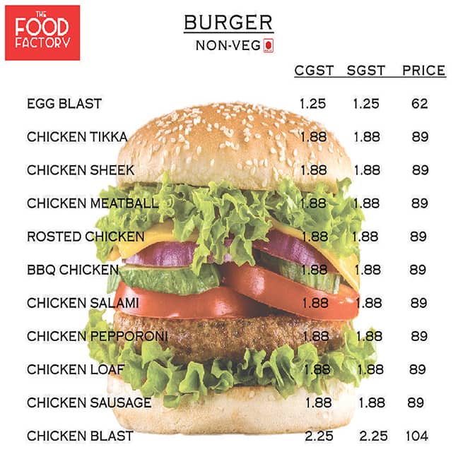 Menu at The Food Factory, Chennai, 31/14