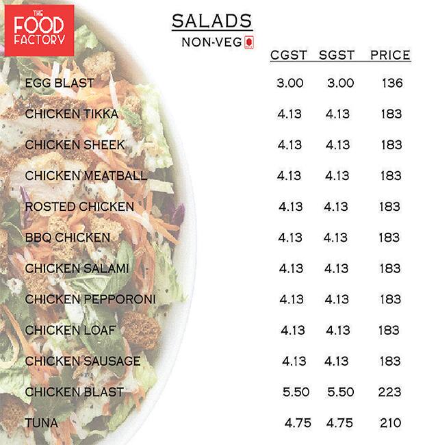 Menu at The Food Factory, Chennai, 31/14