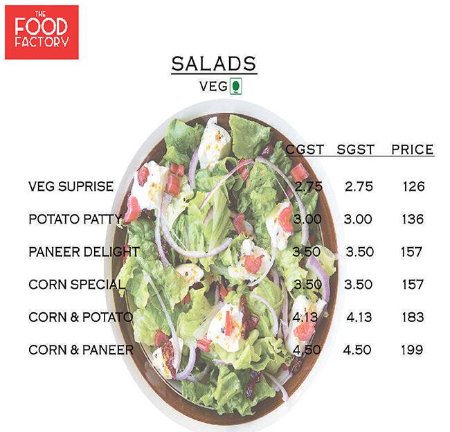Menu at The Food Factory, Chennai, 31/14