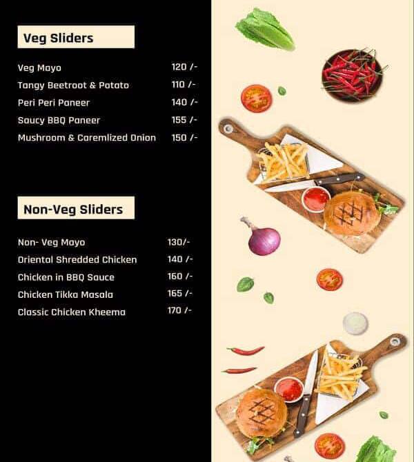 Menu of Sliders' & Co., Kothrud, Pune