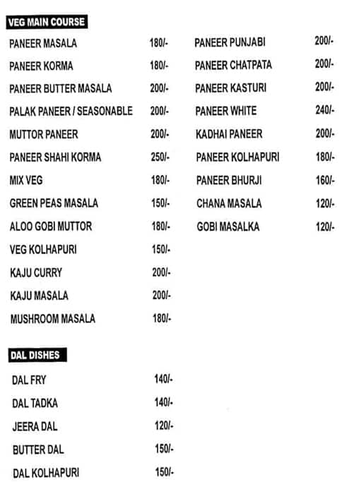 Menu of India Town Restaurant And Cafe, Ayodhya Nagar, Nagpur