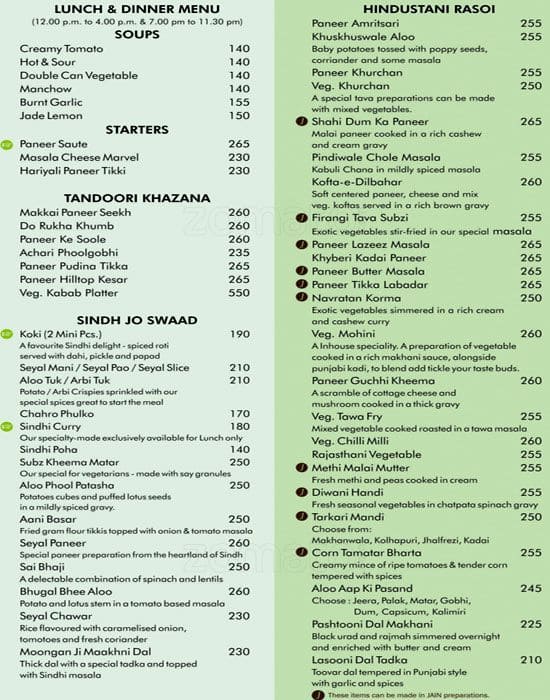 Menu at Kailash Parbat, Mumbai, Food Court, Phoenix High Street, Lower ...
