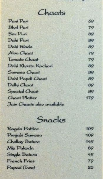 Kailash Parbat Menu, Menu for Kailash Parbat, Vile Parle East, Mumbai ...