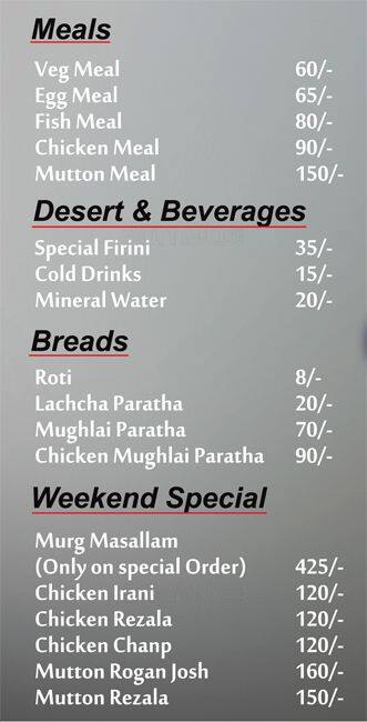 Menu at Taste Of Bengal, Bengaluru, 1