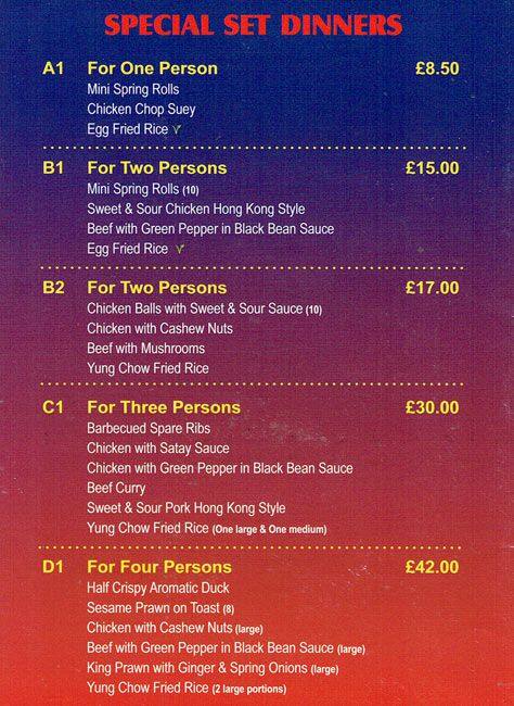 Menu at New China Express restaurant, London, 176 Castelnau