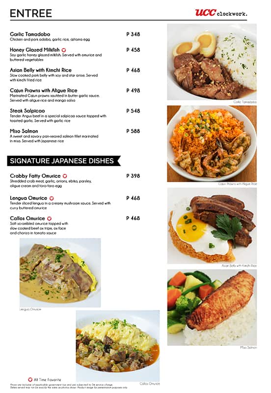 Menu at UCC Clockwork cafe, Manila, G/F 590 Pedro Gil St Robinsons Mall