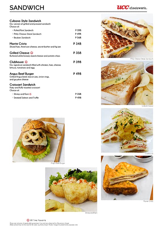 Menu at UCC 3rd Wave Clockwork cafe, Pasay
