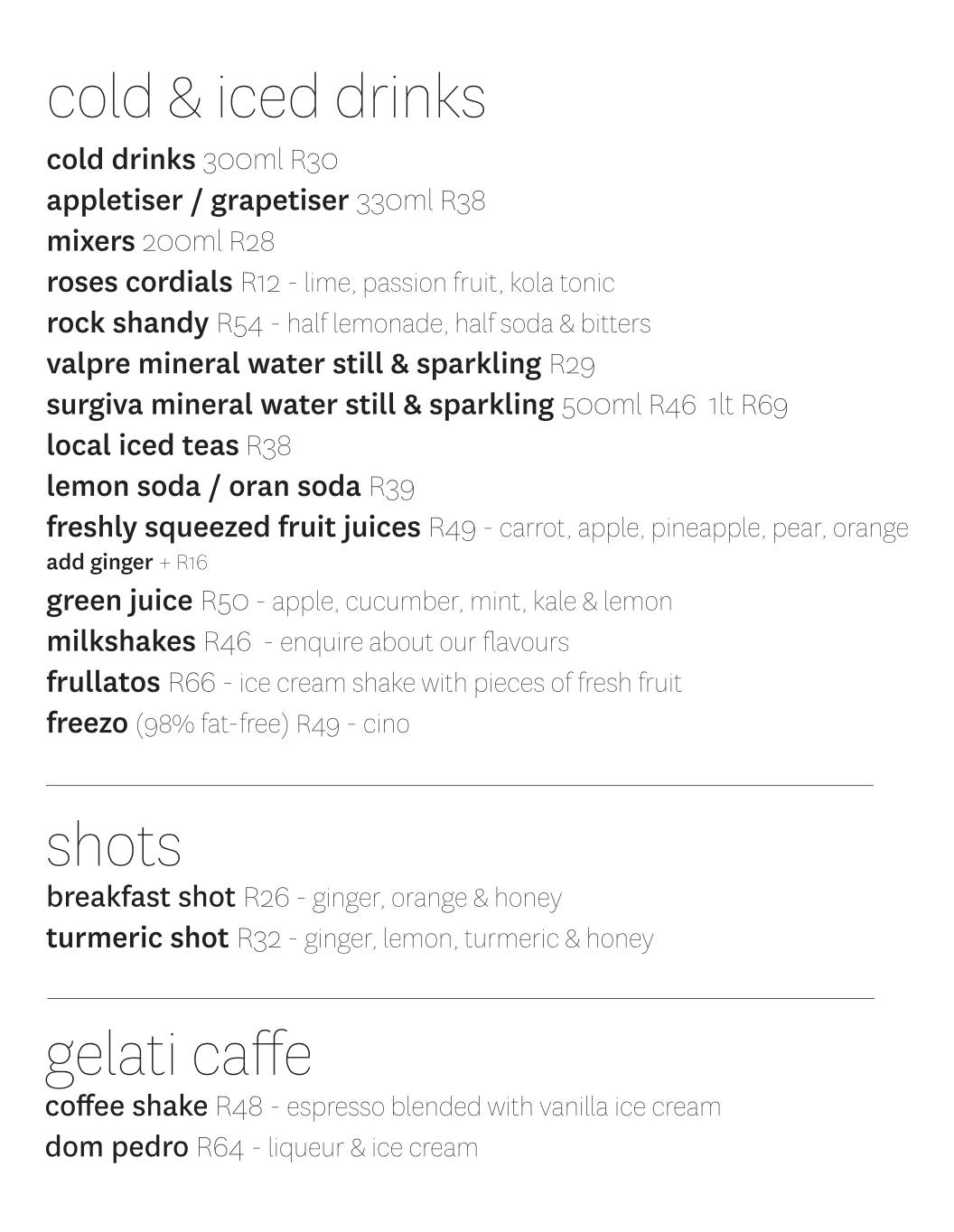 Speisekarte von tashas Nelson Mandela Square restaurant, Sandton