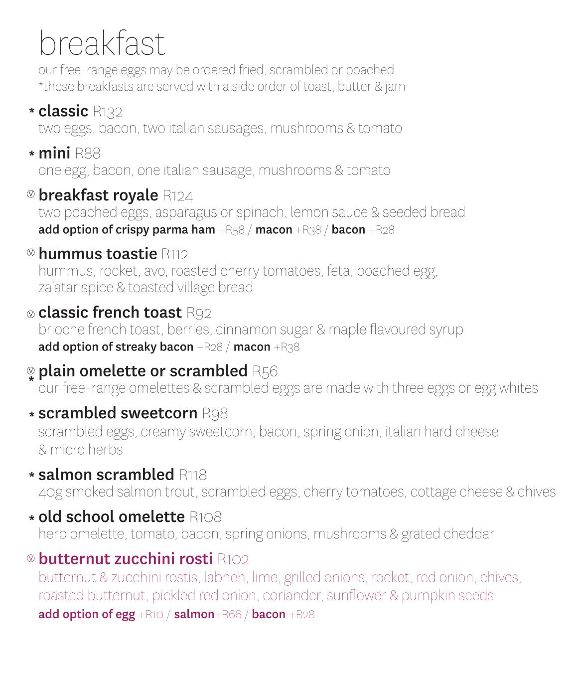 Speisekarte von tashas Nelson Mandela Square restaurant, Sandton