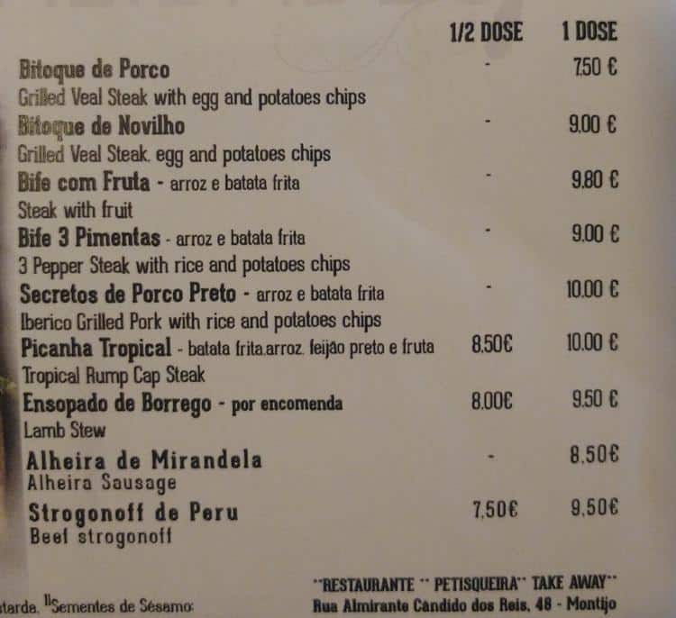Menu em Restaurante A Banda, Montijo, R. Alm. Cândido dos Reis 42