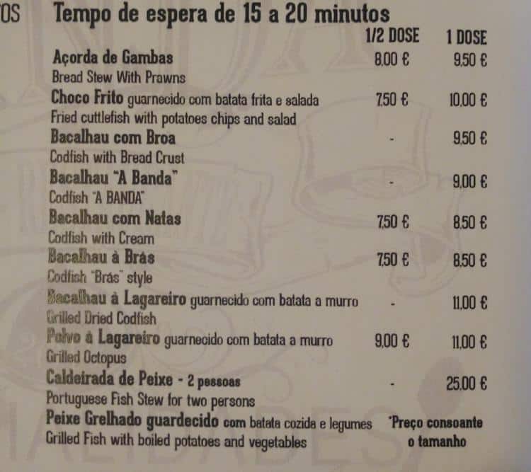 Menu em Restaurante A Banda, Montijo, R. Alm. Cândido dos Reis 42
