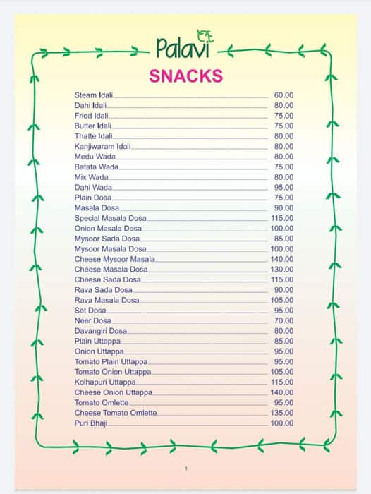 Menu at Palavi, Pune, 32A