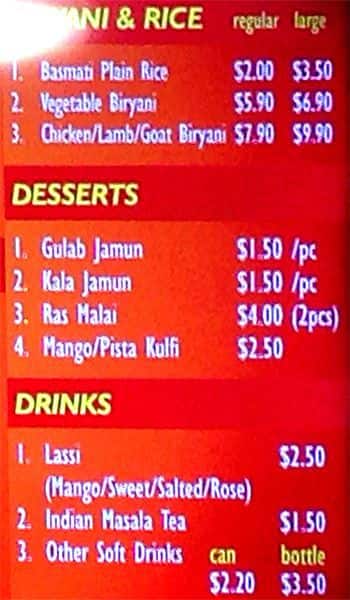 Menu at Incredible Tandoor restaurant, Seven Hills