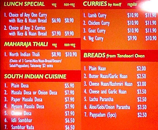 Menu at Incredible Tandoor restaurant, Seven Hills