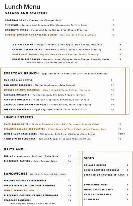 Menu at Peaches restaurant, New York City, 393 Lewis Ave