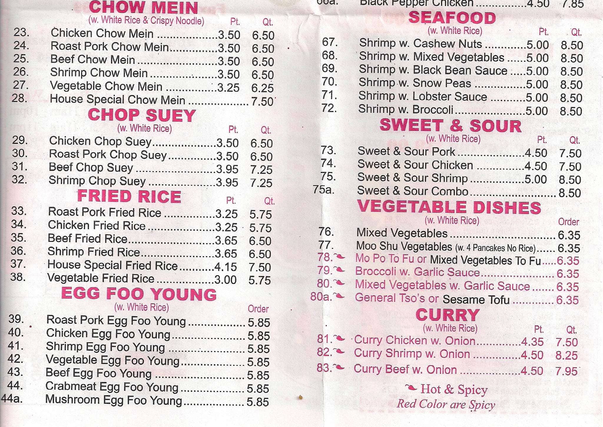 Menu at China Express restaurant, West Seneca, 238 Center Rd