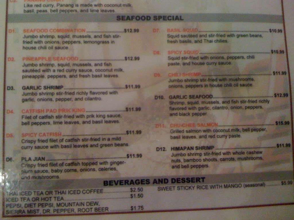 Menu at Panang Thai Restaurant S Penn, Oklahoma City, S Pennsylvania Ave