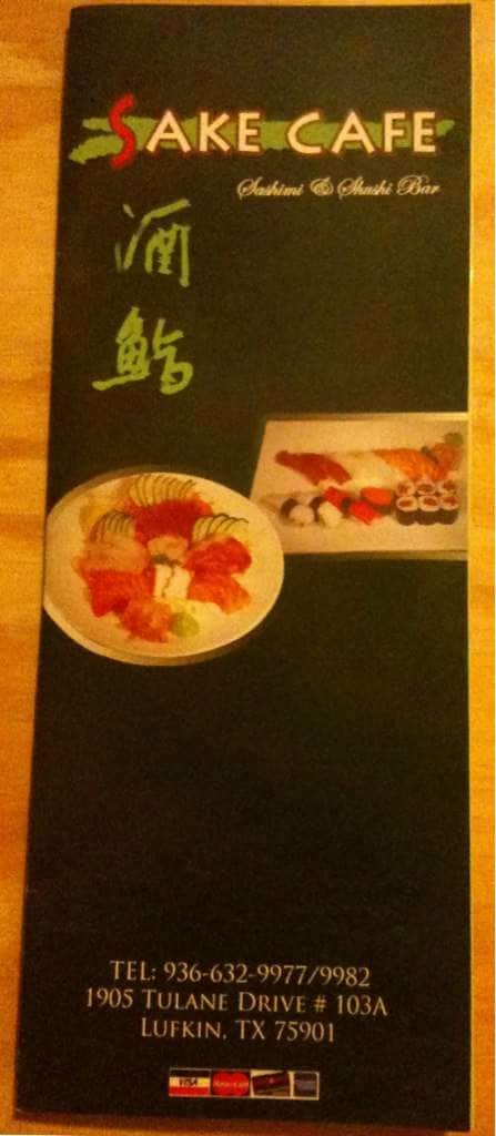 Menu at Sake Cafe, Lufkin