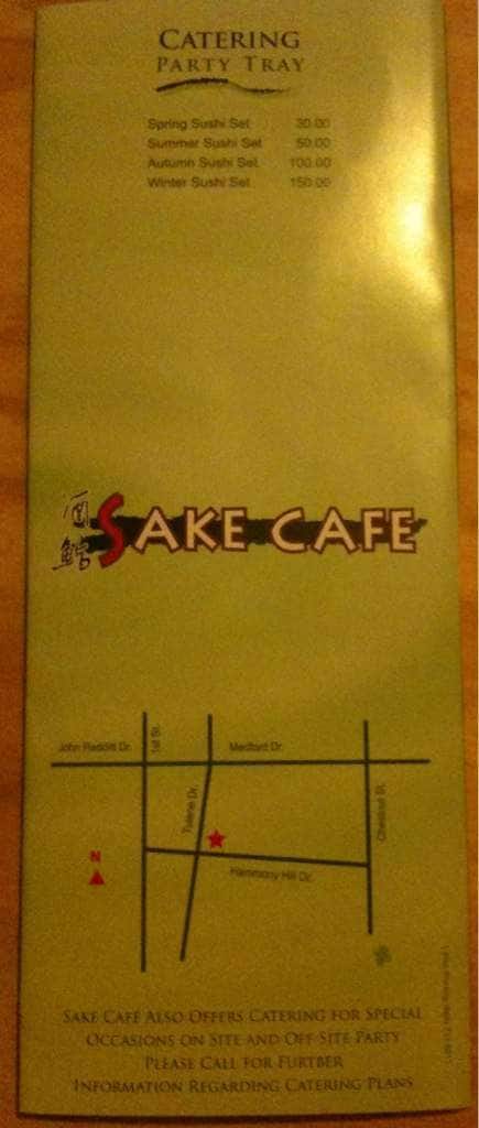 Menu at Sake Cafe, Lufkin