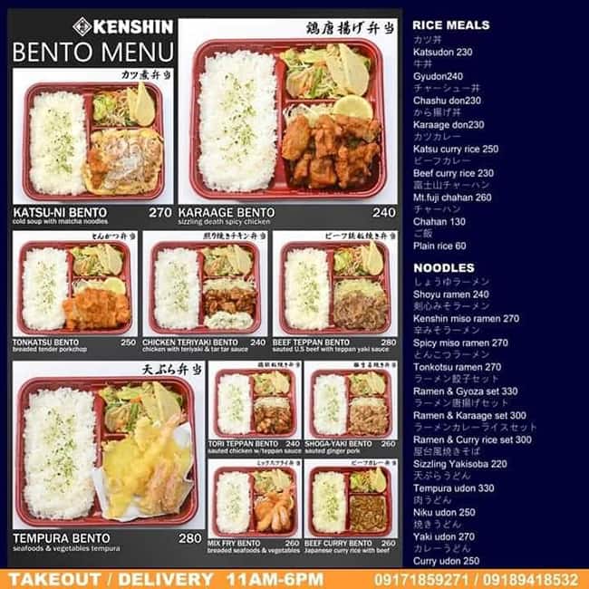Carta de Kenshin Japanese Izakaya Restaurant SM LightMall, Mandaluyong