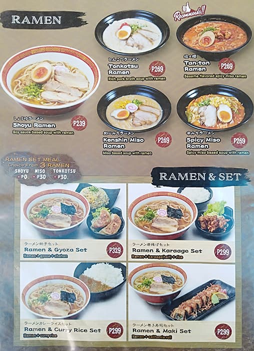 Menu at Kenshin Japanese Izakaya Restaurant ( Vista Mall Las Piñas ...