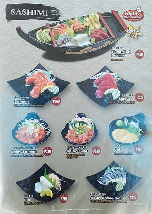 Menu at Kenshin Japanese Izakaya Restaurant SM LightMall, Mandaluyong