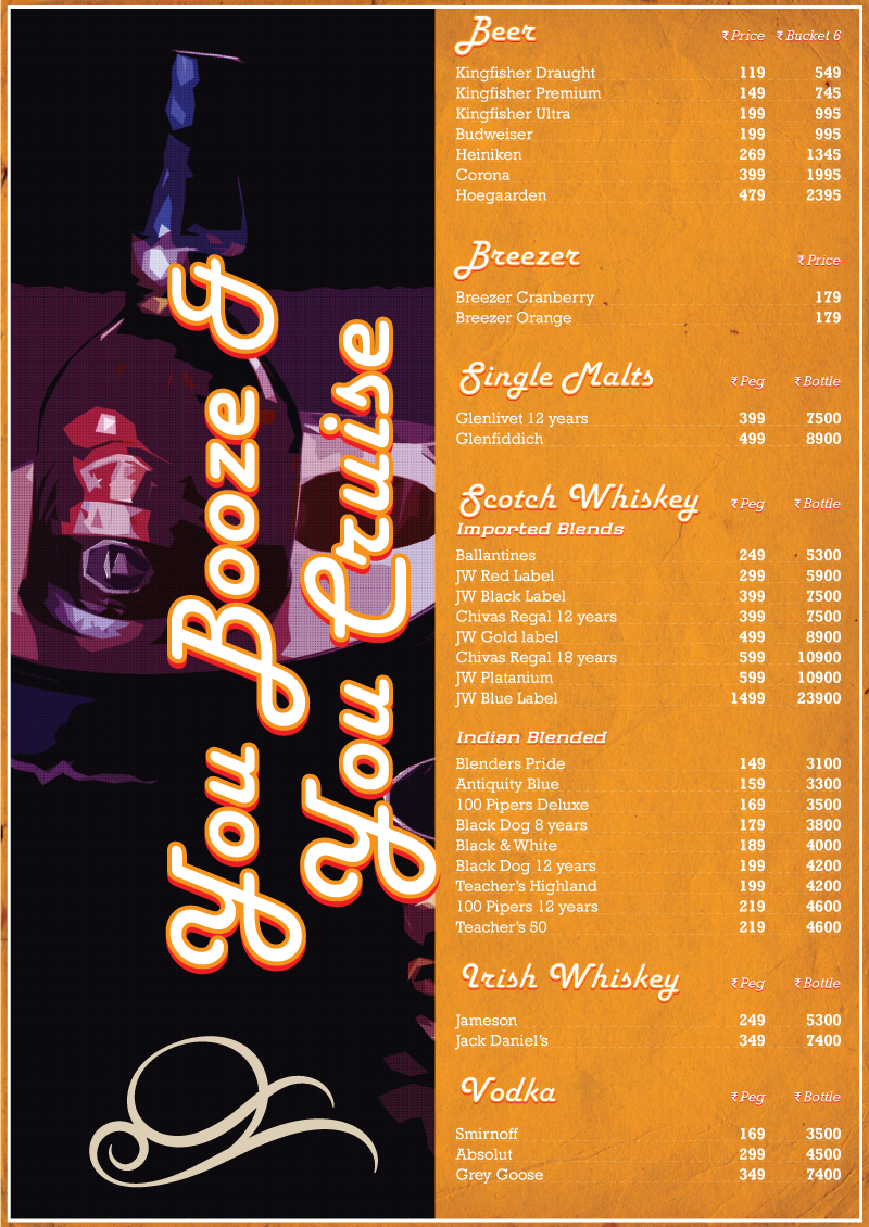 Menu at Social Monkey, Hyderabad