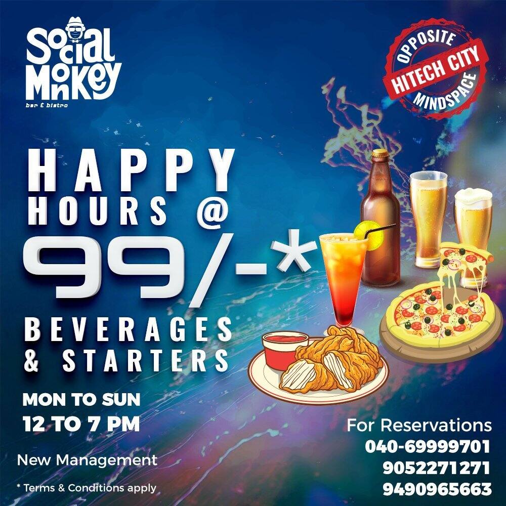 Menu at Social Monkey, Hyderabad