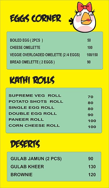 Menu at The Hungry Birds, Gurugram