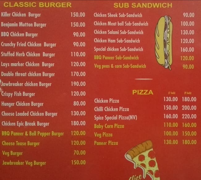 Menu of Green Hut, Kalyani, Kolkata