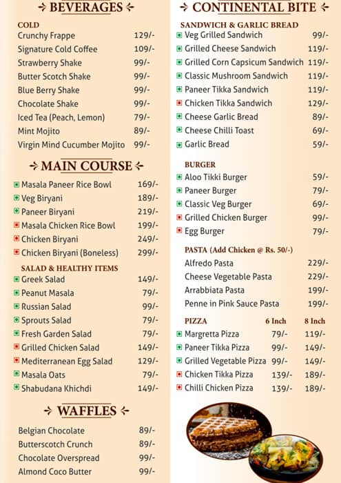 Menu at Cosmos The Cafe, Lucknow