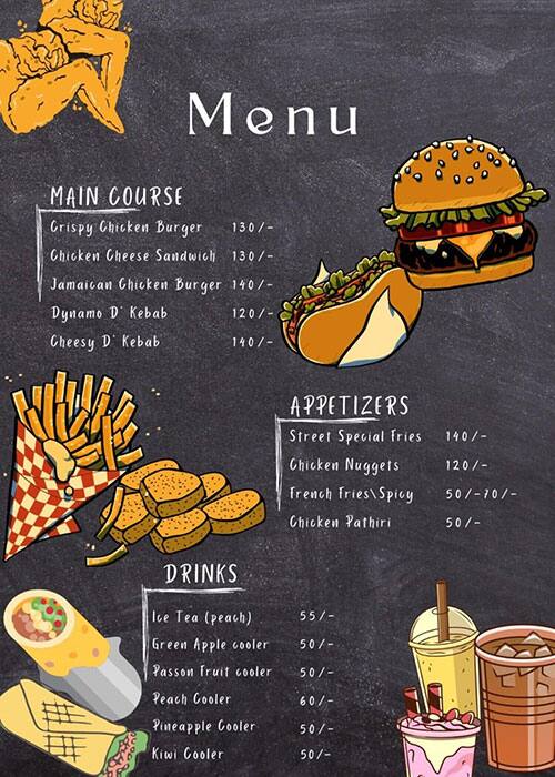 Menu of Street Chef, Palayam, Trivandrum