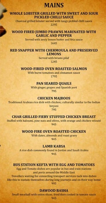 Menu at The Hiatus, New Delhi