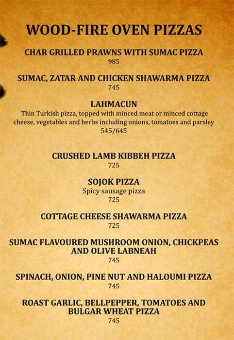 Menu at The Hiatus, New Delhi