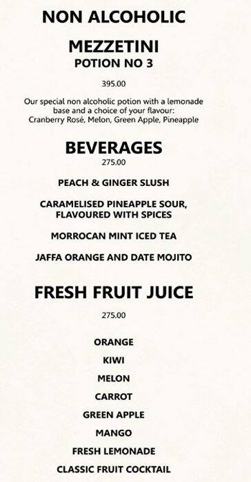 Menu at The Hiatus, New Delhi