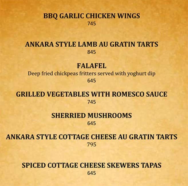 Menu at The Hiatus, New Delhi