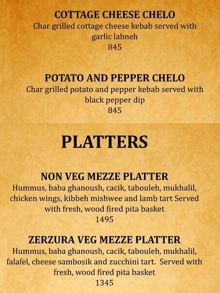 Menu at The Hiatus, New Delhi