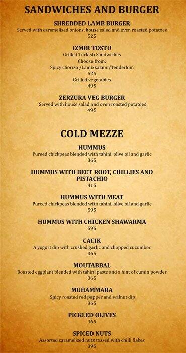 Menu at The Hiatus, New Delhi