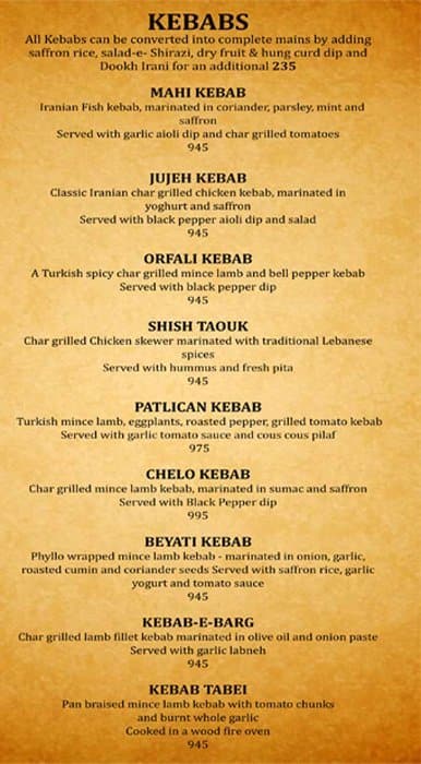 Menu at The Hiatus, New Delhi