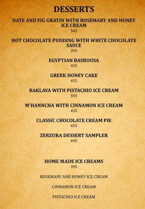 Menu at The Hiatus, New Delhi