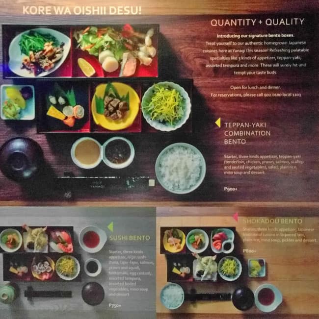 Menu at Yanagi - Midas Hotel & Casino, Pasay
