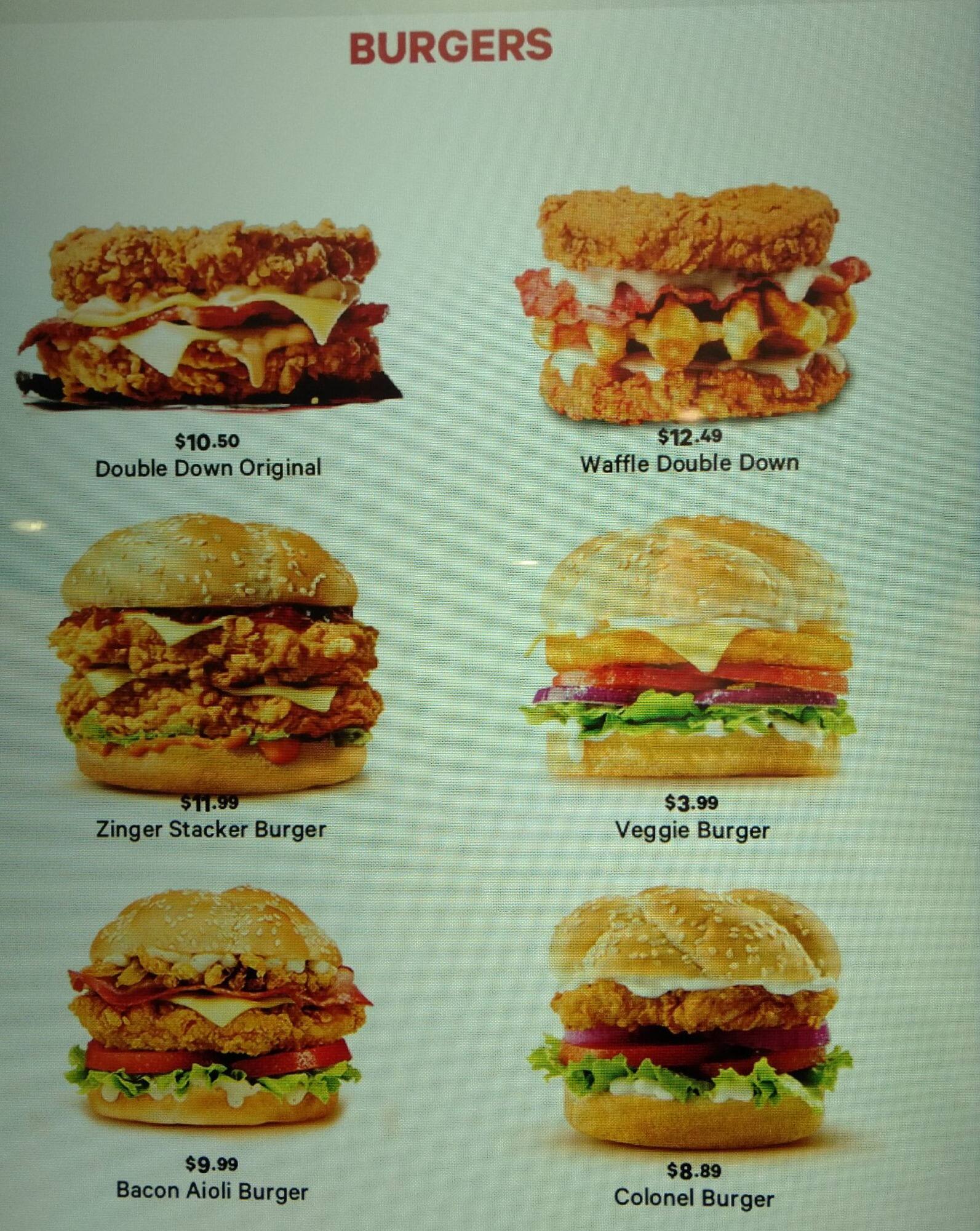 Menu At KFC Restaurant Auckland 10 Quay St Menu At KFC Restaurant Auckland 10 Quay St