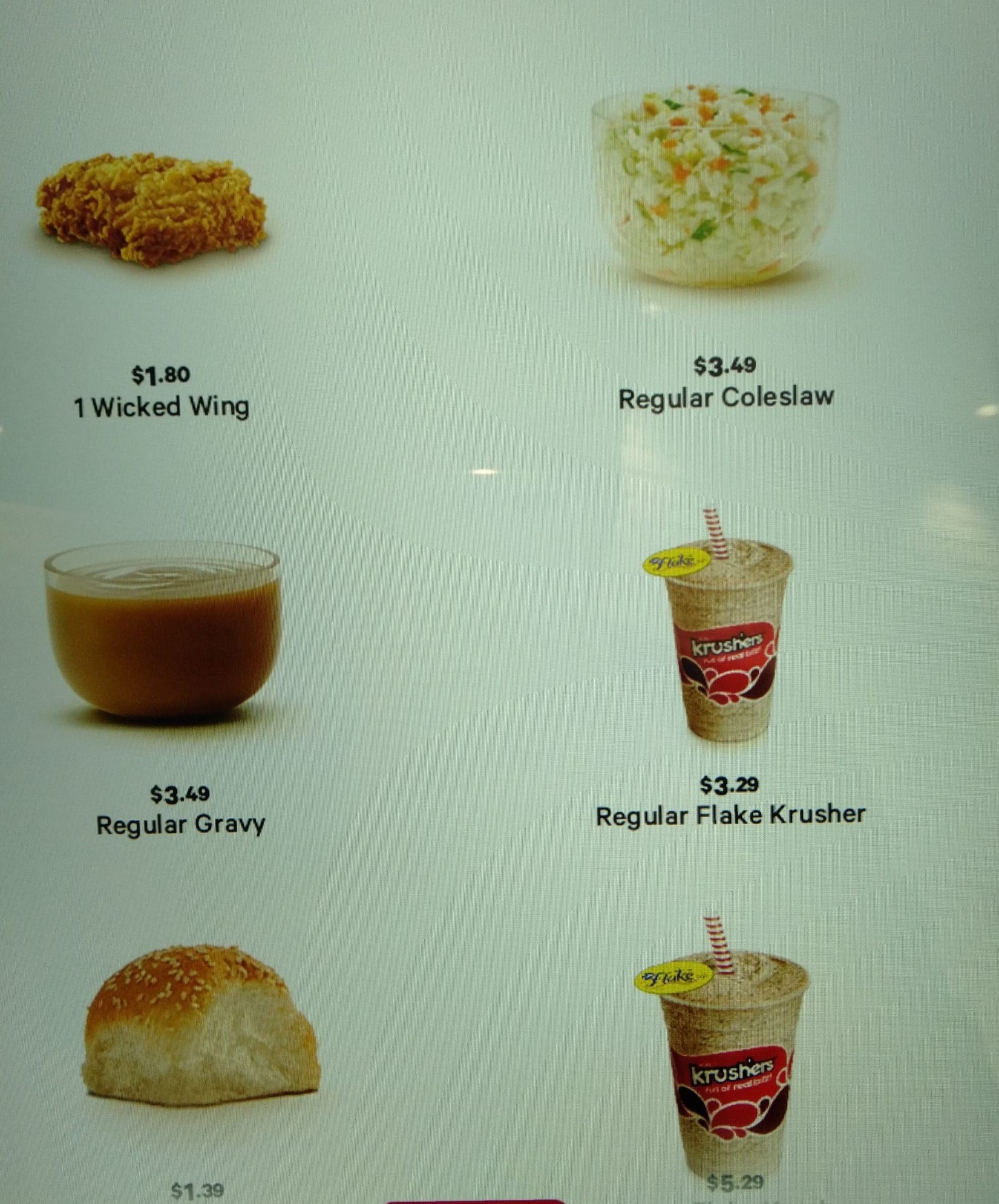 Menu at KFC restaurant, Auckland, 10 Quay St