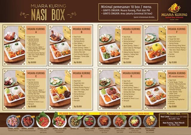 Menu at Muara Kuring restaurant, Jakarta, Jln. Muara Karang 117- 119