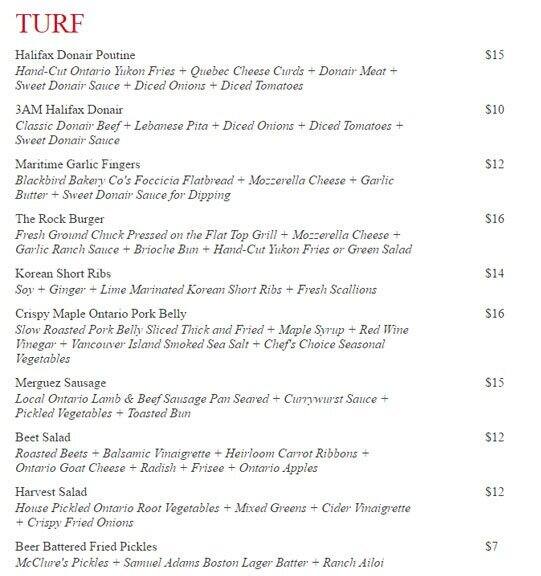 Menu at Rock Lobster restaurant, Toronto, 538 Queen St W