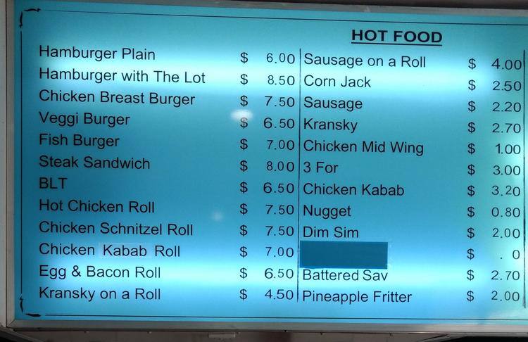 Menu at Broadarrow Cafe, Narwee
