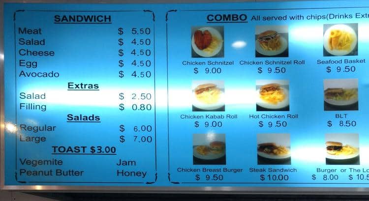 Menu at Broadarrow Cafe, Narwee