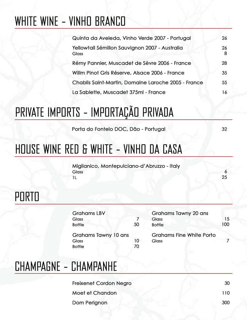 Menu at Silva Grillades restaurant, Longueuil