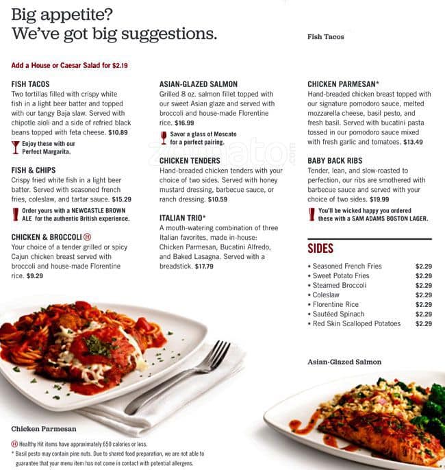 Menu at Boston's Restaurant & Sports Bar, Arlington