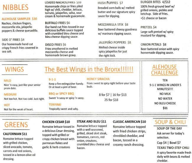 Ale House City Island Menu, Menu for Ale House City Island, City Island ...